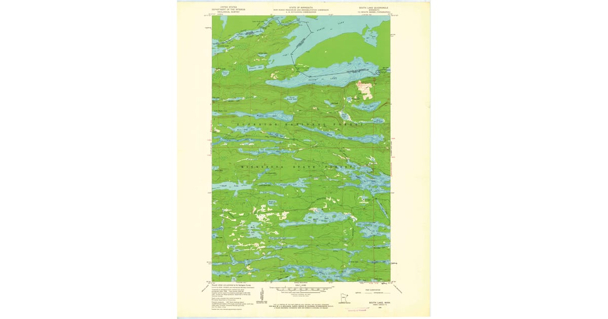 1960 Map of South Lake, Cook County, MN — High-Res | Pastmaps