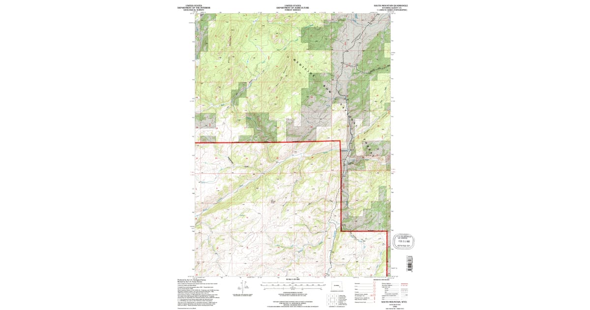 1992 Map of South Mountain, Albany County, WY — High-Res | Pastmaps