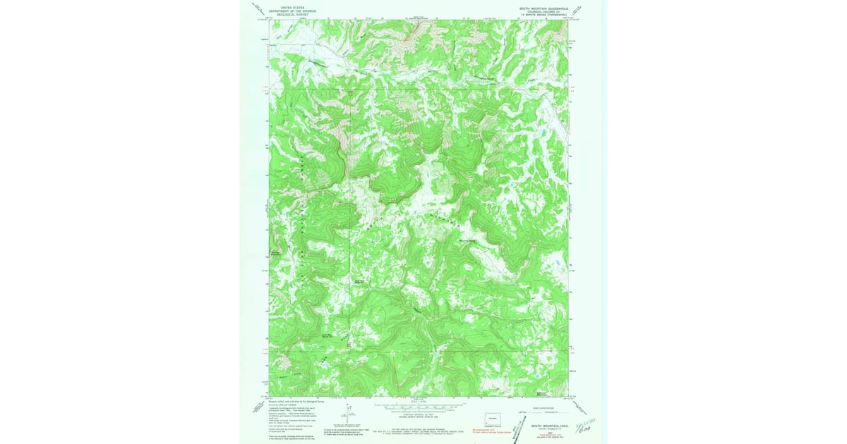 1964 Map of South Mountain, Dolores County, CO — High-Res, 1981 Print ...