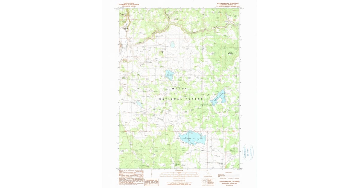 1990 Map of South Mountain, Modoc County, CA — High-Res | Pastmaps