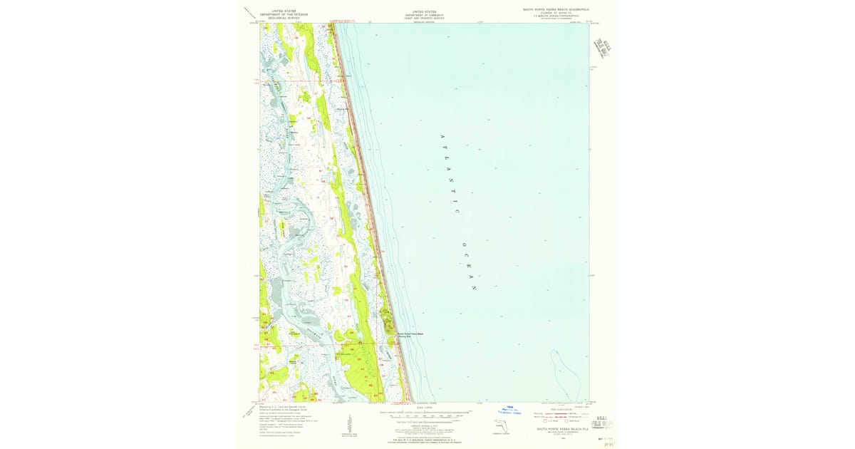 1952 Map of South Ponte Vedra Beach, St. Johns County, FL — High-Res ...