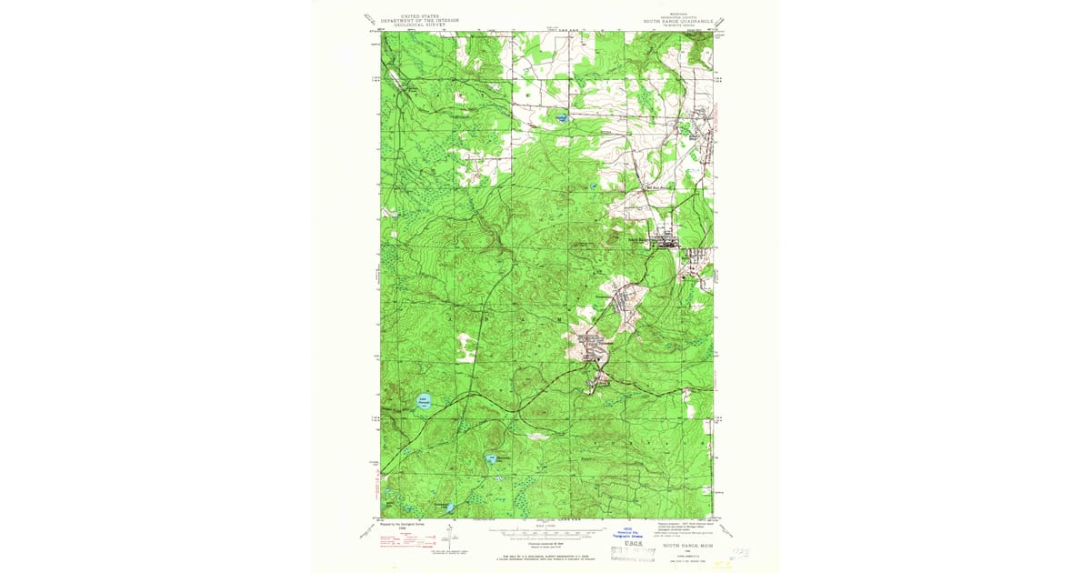 1946 Map of South Range, MI — High-Res | Pastmaps