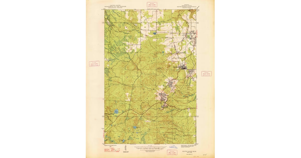 1948 Map of South Range, MI — High-Res | Pastmaps