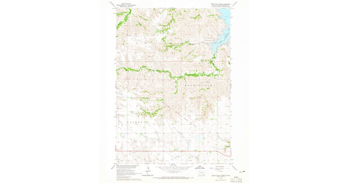 1964 Map of South Scalp Creek, Gregory County, SD — High-Res | Pastmaps