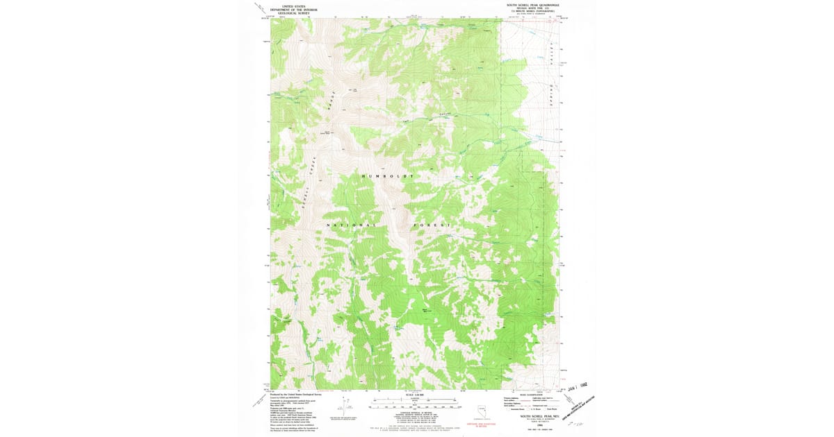 1981 Map of South Schell Peak, White Pine County, NV — High-Res | Pastmaps