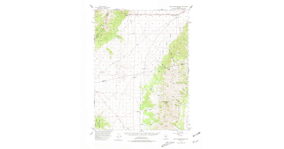 1956 Map of South Shoshone Peak, Lander County, NV — High-Res, 1979 ...