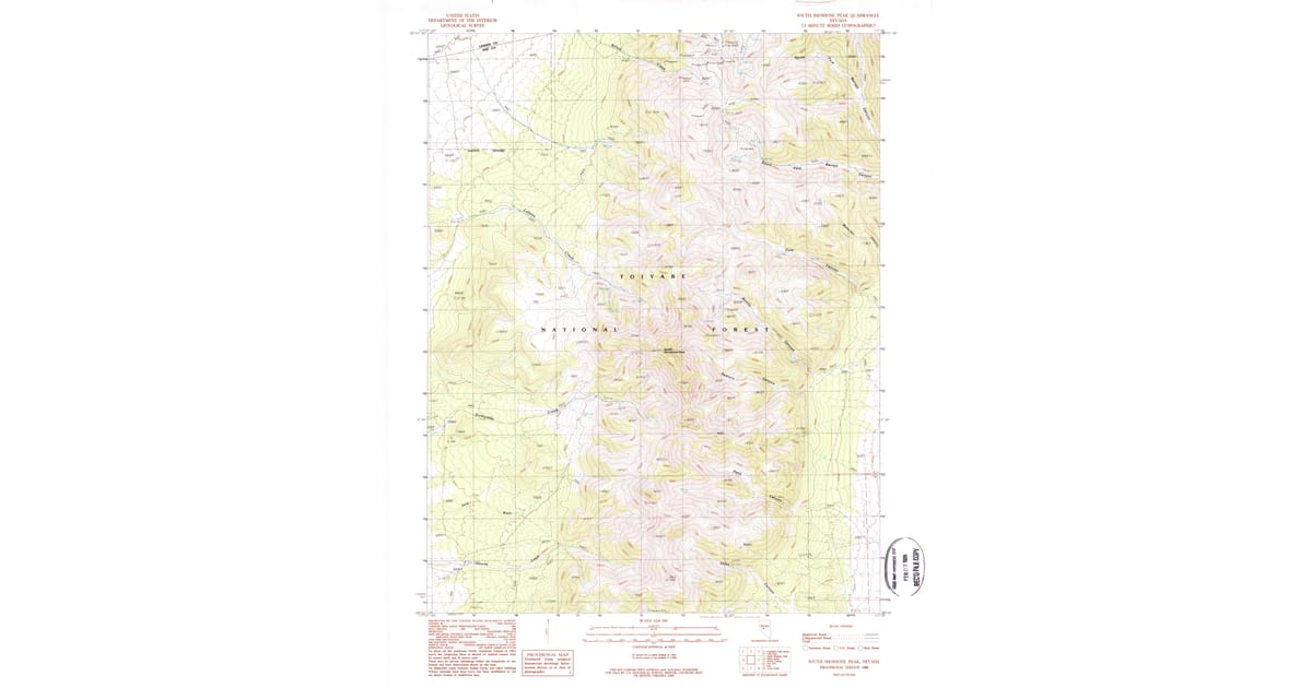 1988 Map of South Shoshone Peak, Nye County, NV — High-Res | Pastmaps