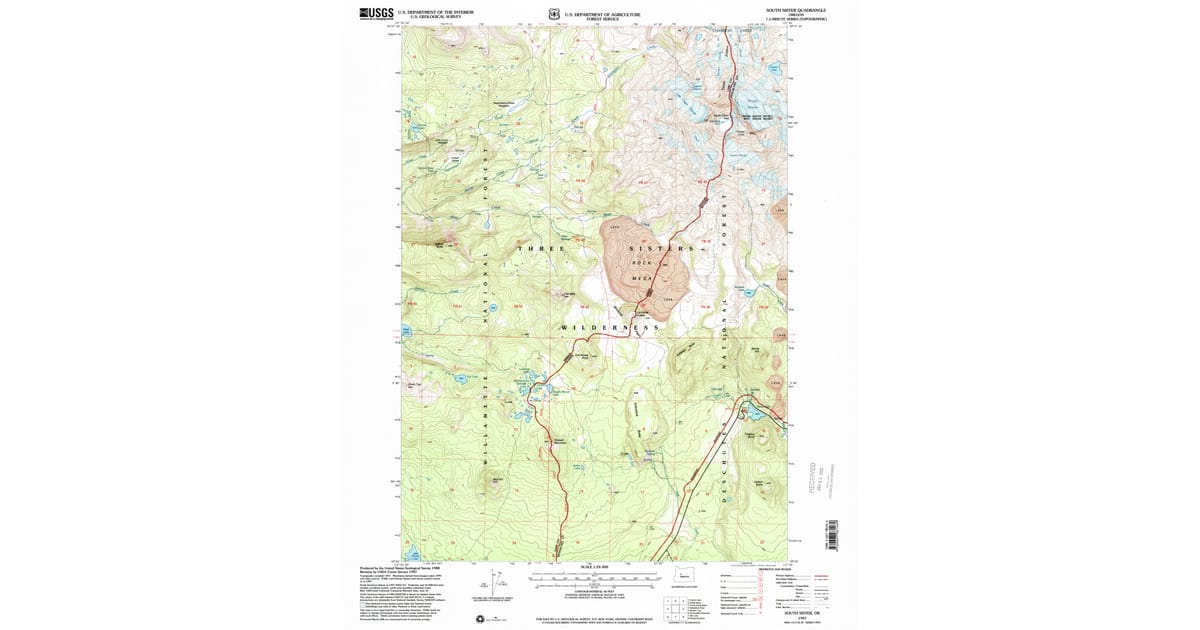 1997 Map of South Sister, Lane County, OR — High-Res | Pastmaps
