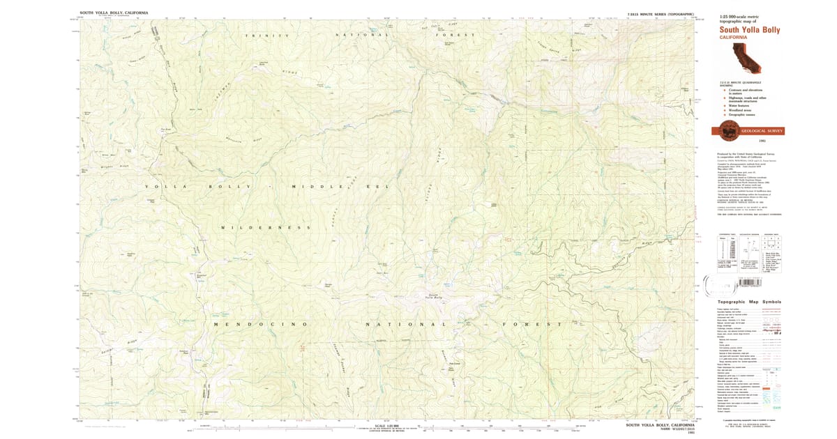 1981 Map of South Yolla Bolly, Tehama County, CA — High-Res | Pastmaps