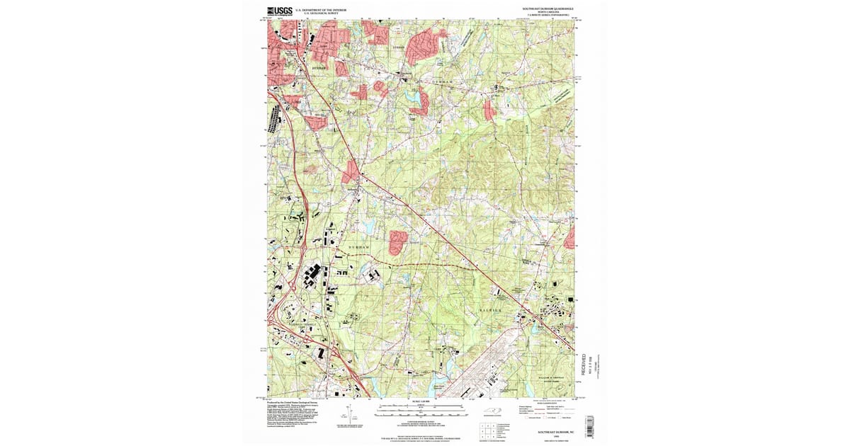 1993 Map of Southeast Durham, Durham County, NC — High-Res | Pastmaps