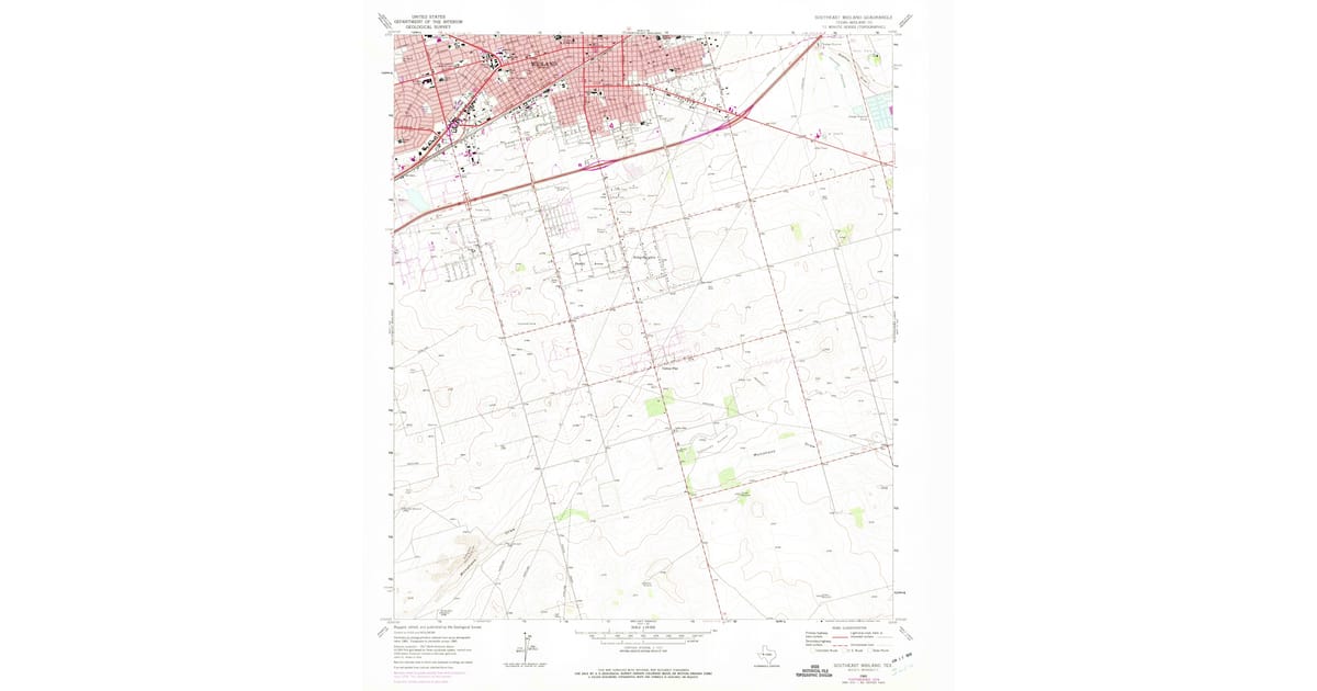 1965 Map of Southeast Midland, Midland County, TX — High-Res, 1975 ...
