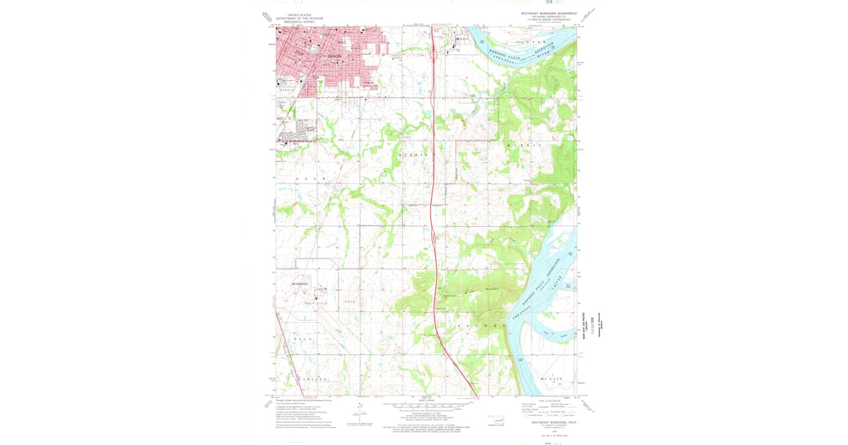 1974 Map of Southeast Muskogee, Muskogee County, OK — High-Res | Pastmaps