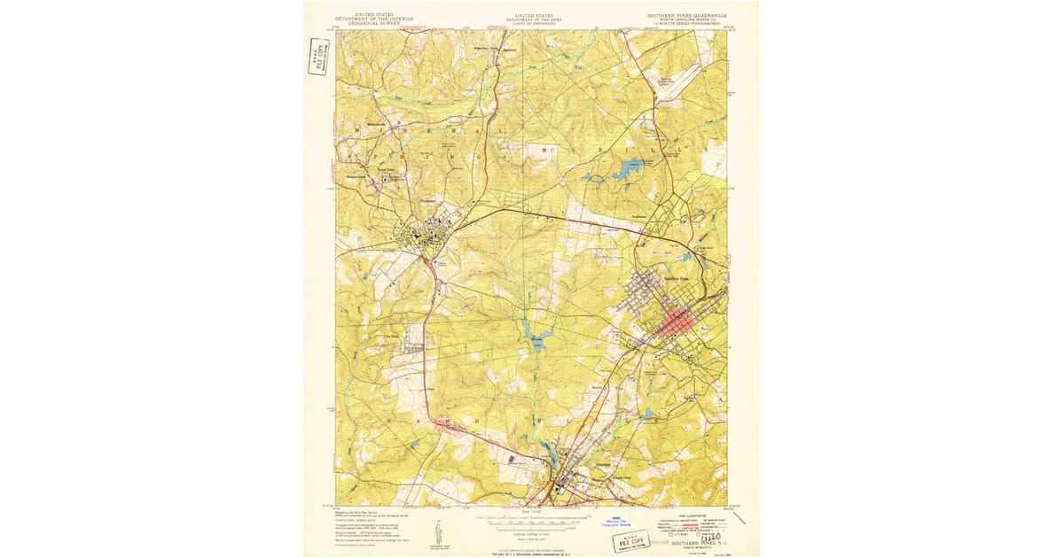 1950 Map of Southern Pines, NC — High-Res | Pastmaps