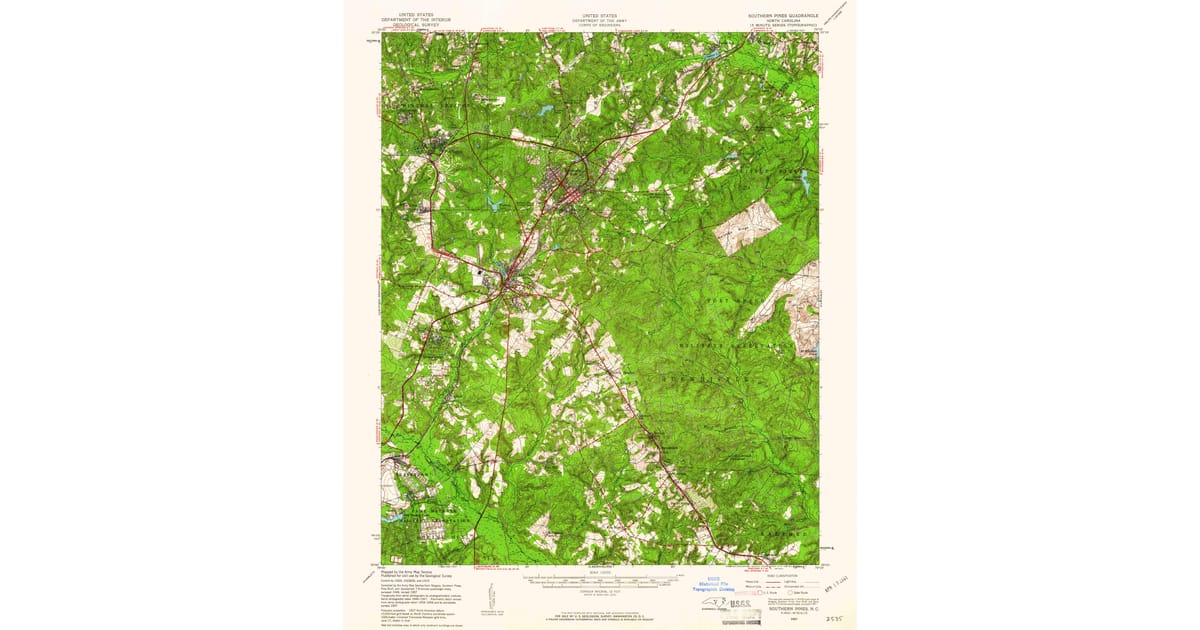 1957 Map of Southern Pines, NC — High-Res | Pastmaps