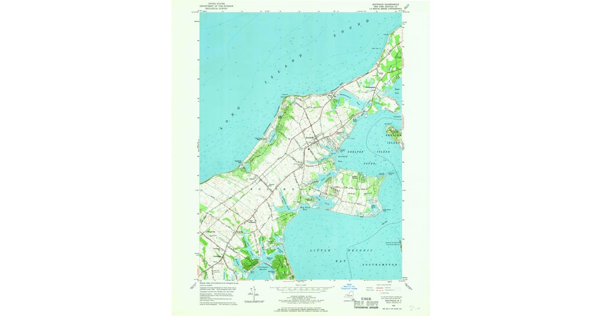 1956 Map of Southold, Suffolk County, NY — High-Res, 1970 Print | Pastmaps