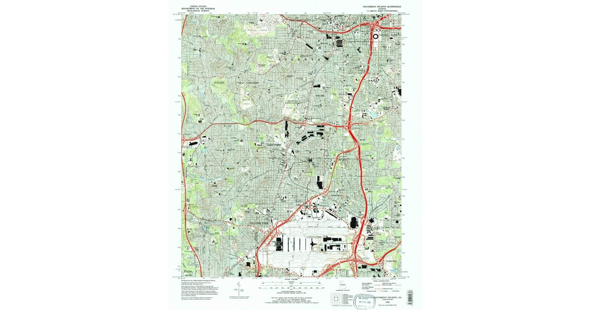 1993 Map of Southwest Atlanta, Fulton County, GA — High-Res | Pastmaps