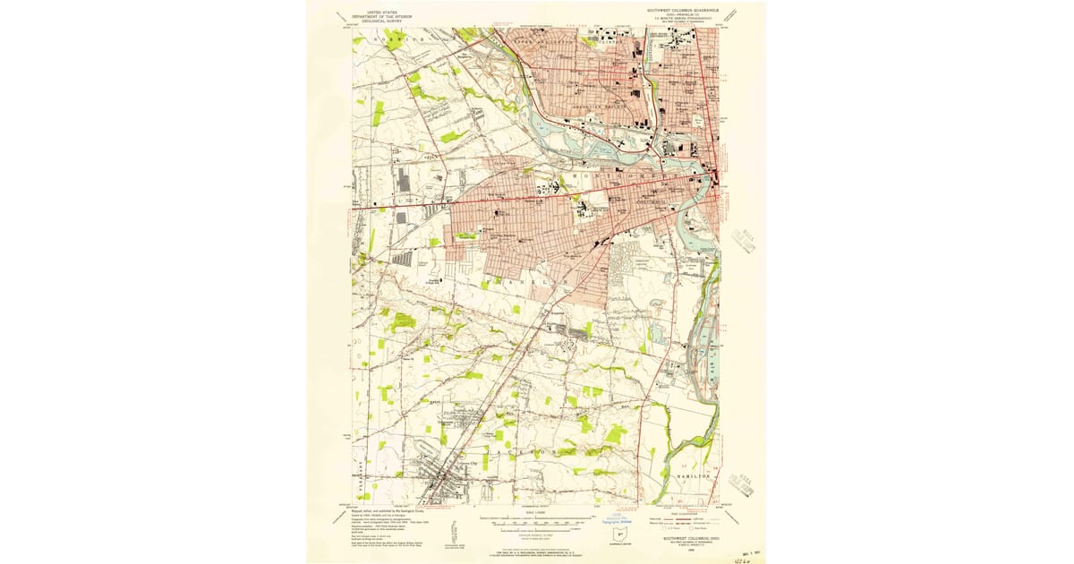 1955 Map of Southwest Columbus, Franklin County, OH — High-Res | Pastmaps