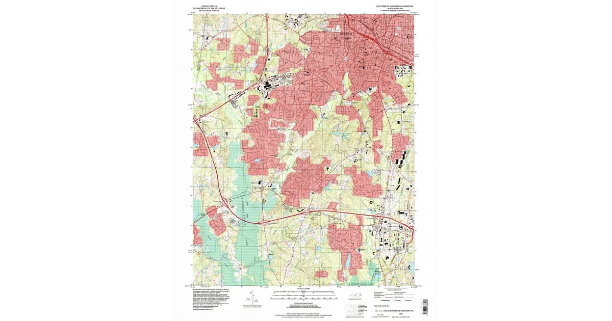 1993 Map of Southwest Durham, Durham County, NC — High-Res | Pastmaps
