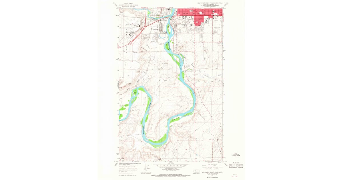 1965 Map of Southwest Great Falls, Cascade County, MT — High-Res | Pastmaps