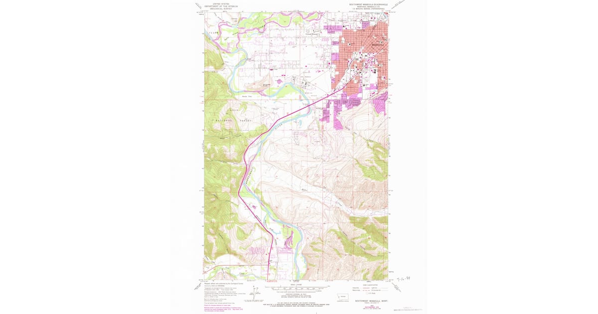 1964 Map of Southwest Missoula, Missoula County, MT — High-Res, 1984 ...