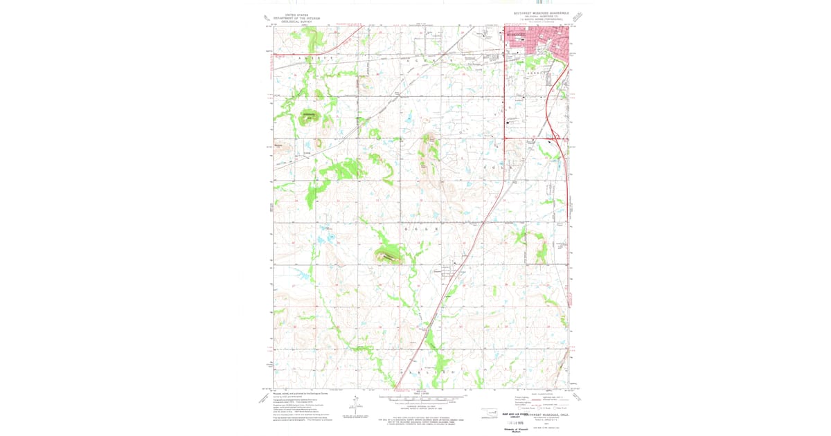 1974 Map of Southwest Muskogee, Muskogee County, OK — High-Res | Pastmaps