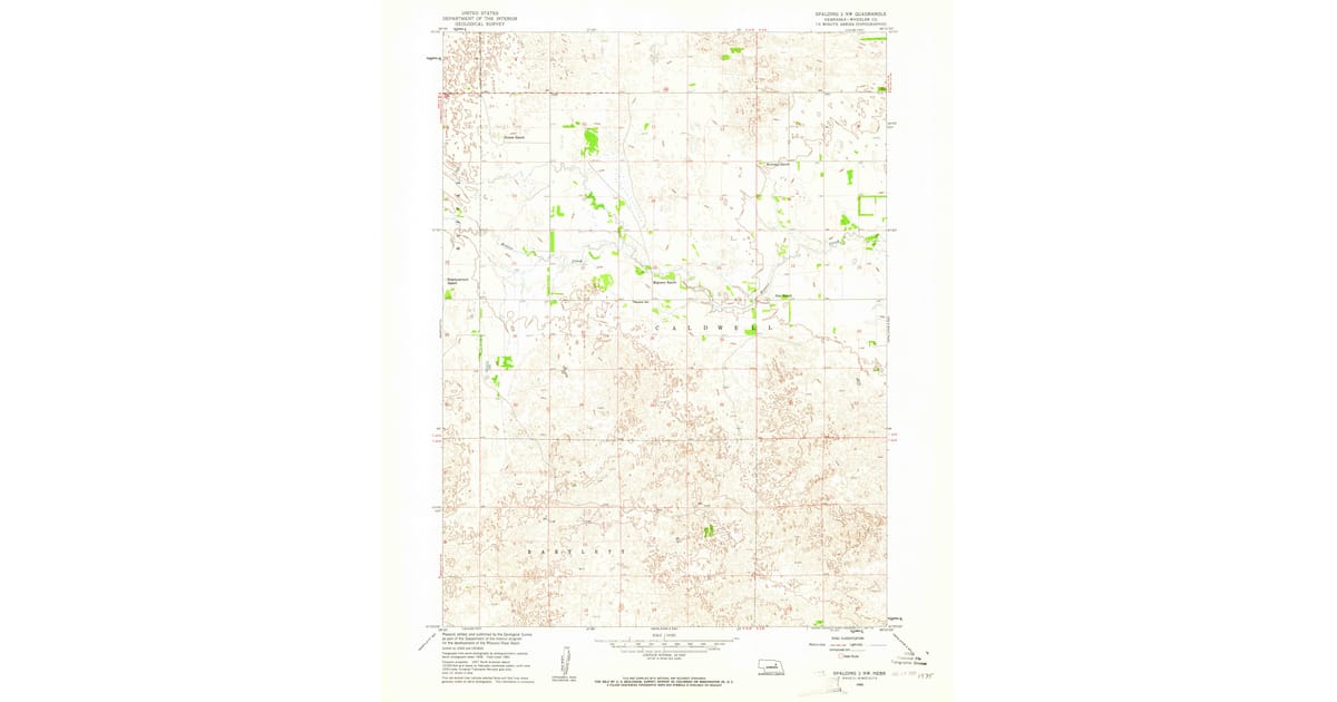 1960 Map of Spalding 2 NW, Wheeler County, NE — High-Res | Pastmaps