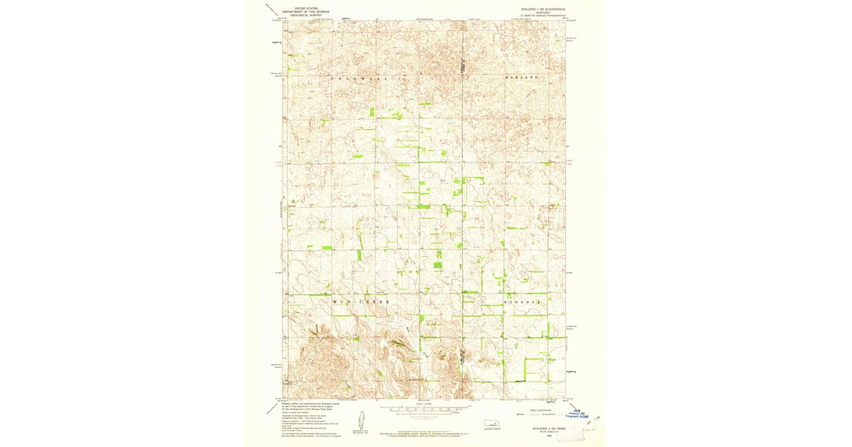 1960 Map of Spalding 2 SE, Wheeler County, NE — High-Res | Pastmaps