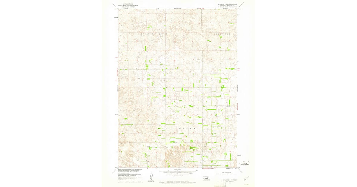 1960 Map of Spalding 2 SW, Wheeler County, NE — High-Res | Pastmaps
