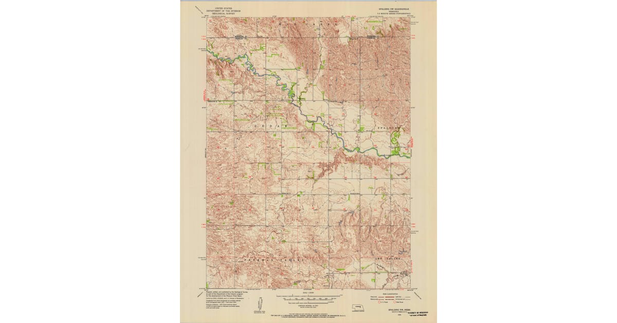 1954 Map of Spalding NW, Greeley County, NE — High-Res | Pastmaps