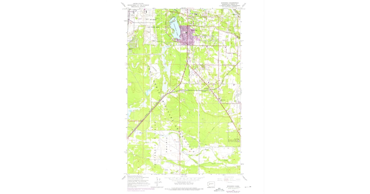 1959 Map of Spanaway, WA — High-Res, 1976 Print | Pastmaps