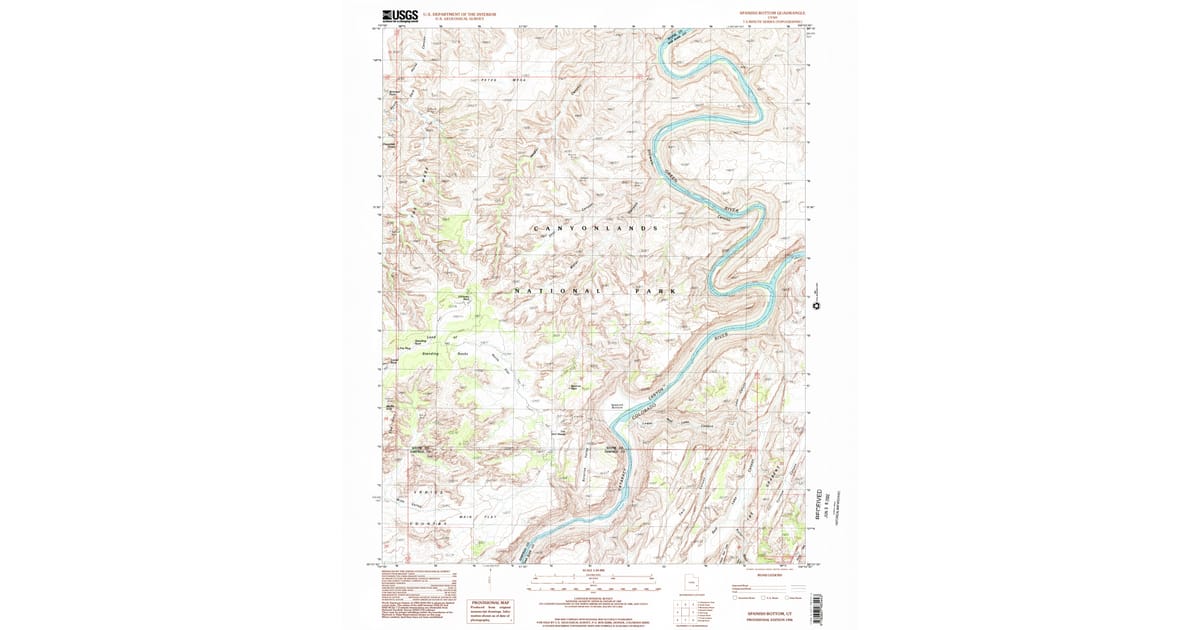 1996 Map of Spanish Bottom, Wayne County, UT — High-Res | Pastmaps
