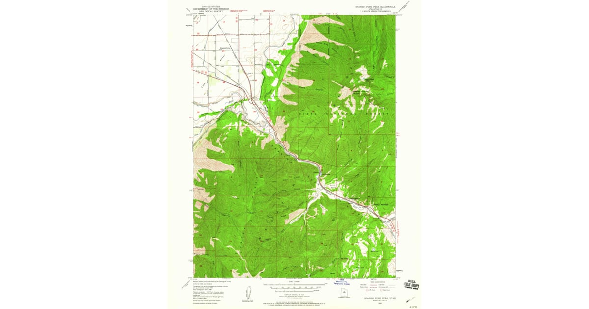 1949 Map of Spanish Fork Peak, Utah County, UT — High-Res | Pastmaps