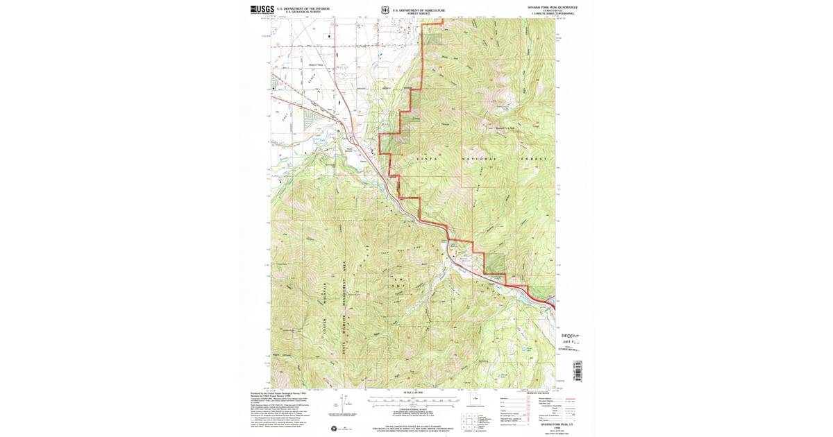1998 Map of Spanish Fork Peak, Utah County, UT — High-Res | Pastmaps