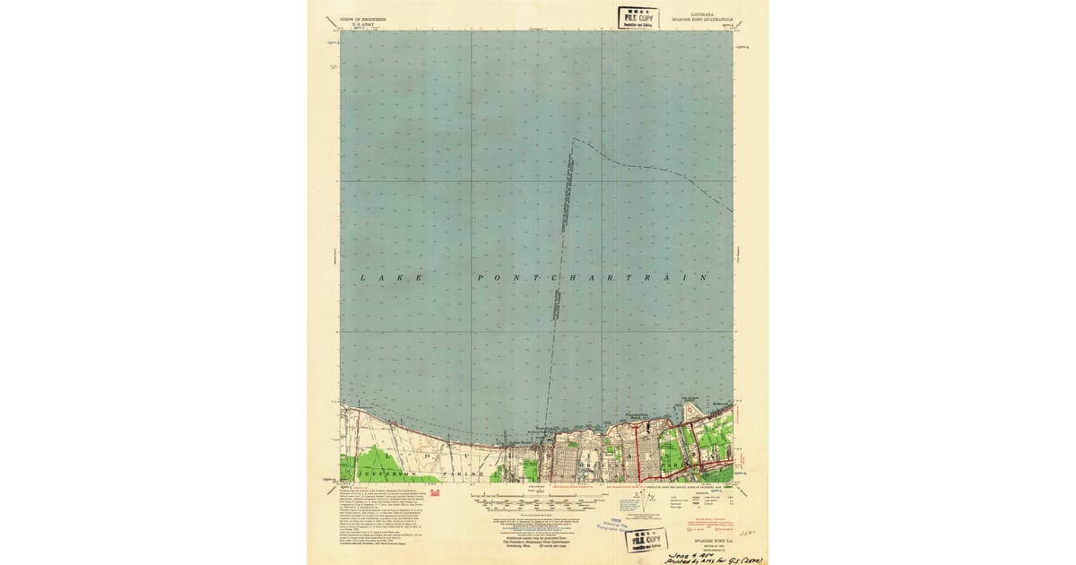1953 Map of Spanish Fort, Jefferson Parish, LA — High-Res | Pastmaps