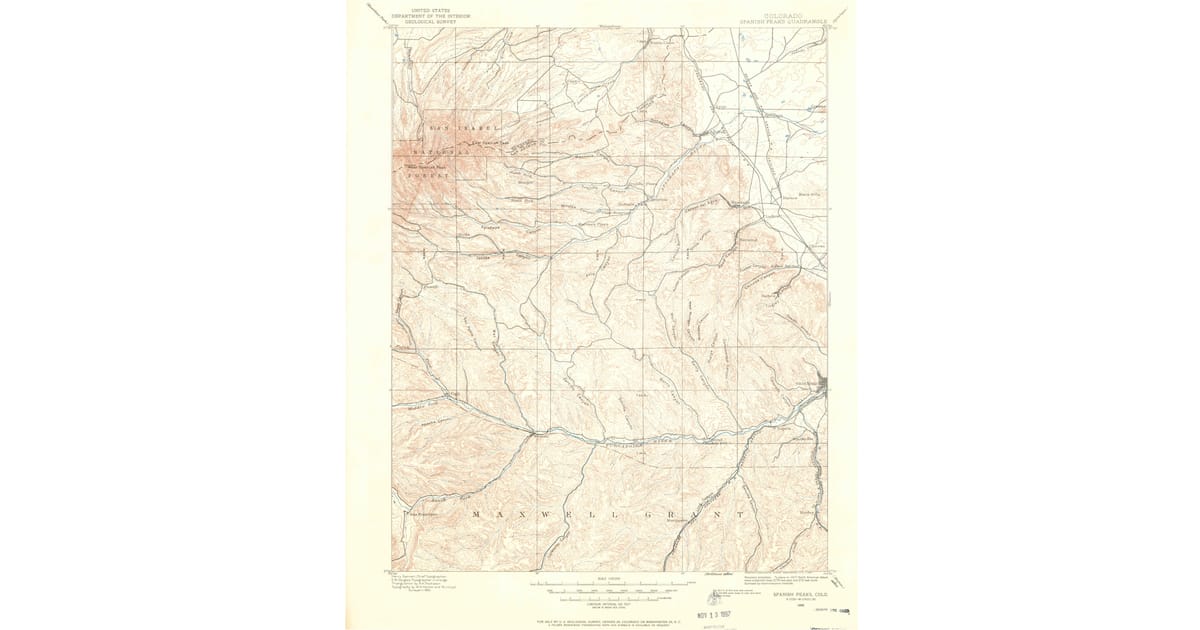 1895 Map of Spanish Peaks, Las Animas County, CO — High-Res | Pastmaps