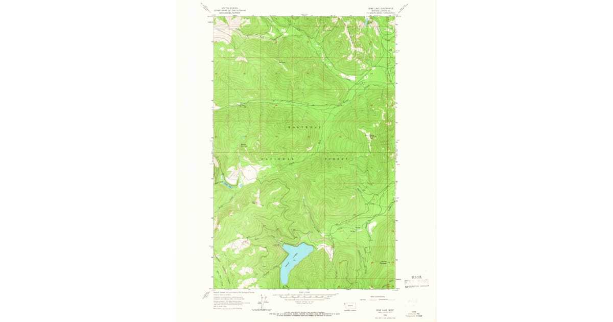 1963 Map of Spar Lake, Lincoln County, MT — High-Res | Pastmaps