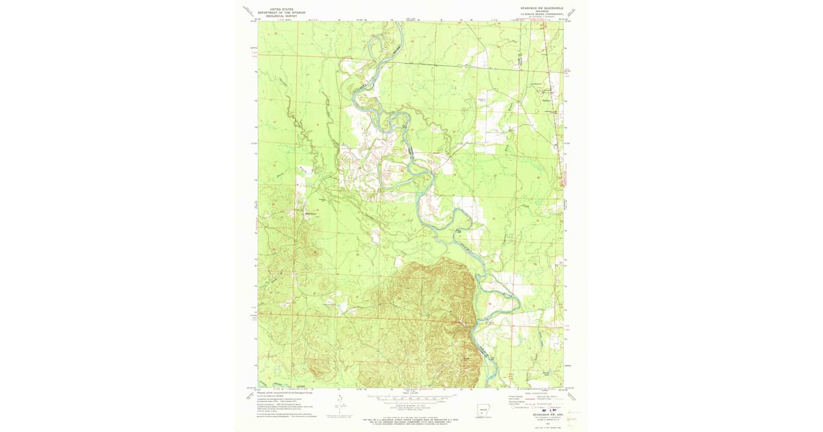 1971 Map of Sparkman NW, Clark County, AR — High-Res | Pastmaps