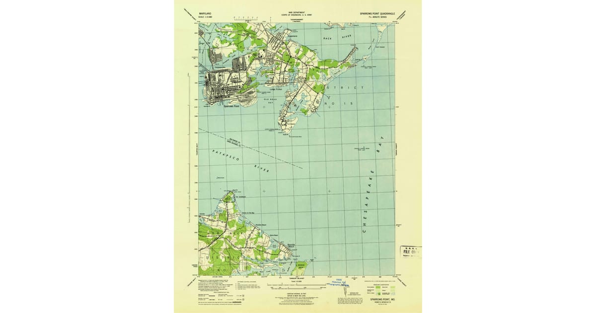 1944 Map of Sparrows Point, Baltimore County, MD — High-Res | Pastmaps