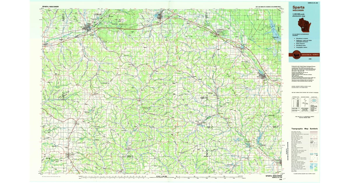 1985 Map of Sparta, WI — High-Res | Pastmaps