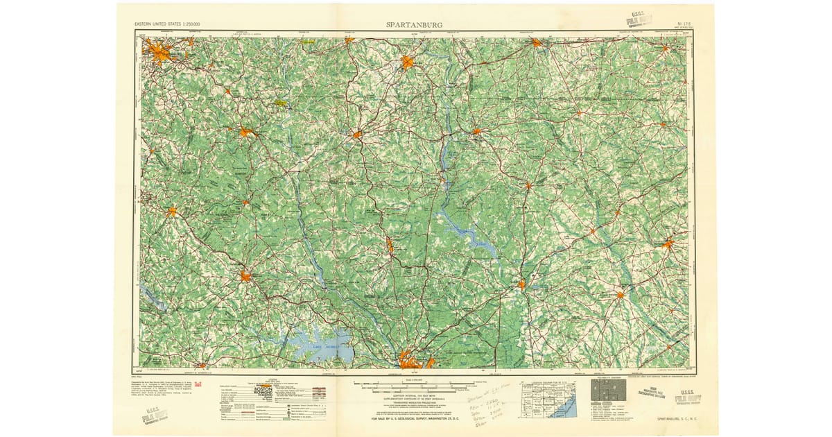 Old Maps of Mountain Lakes, SC for Hiking & Exploration | Pastmaps