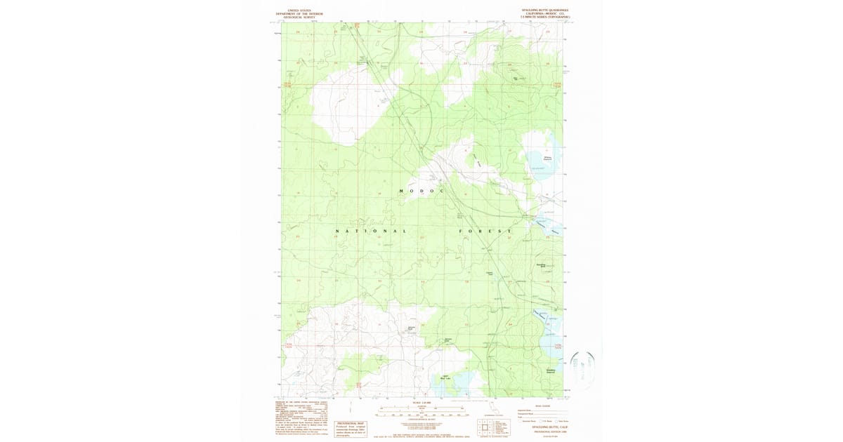 1988 Map of Spaulding Butte, Modoc County, CA — High-Res | Pastmaps
