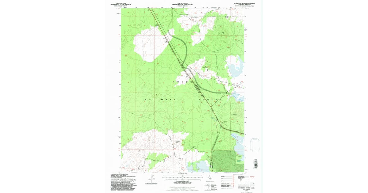 1993 Map of Spaulding Butte, Modoc County, CA — High-Res | Pastmaps