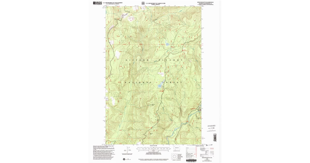 1998 Map of Spencer Butte, Skamania County, WA — High-Res | Pastmaps