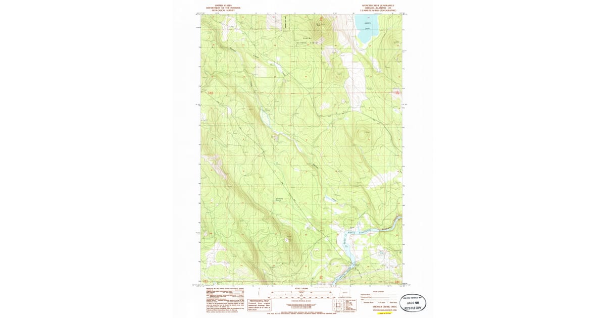 1986 Map of Spencer Creek, Klamath County, OR — High-Res | Pastmaps