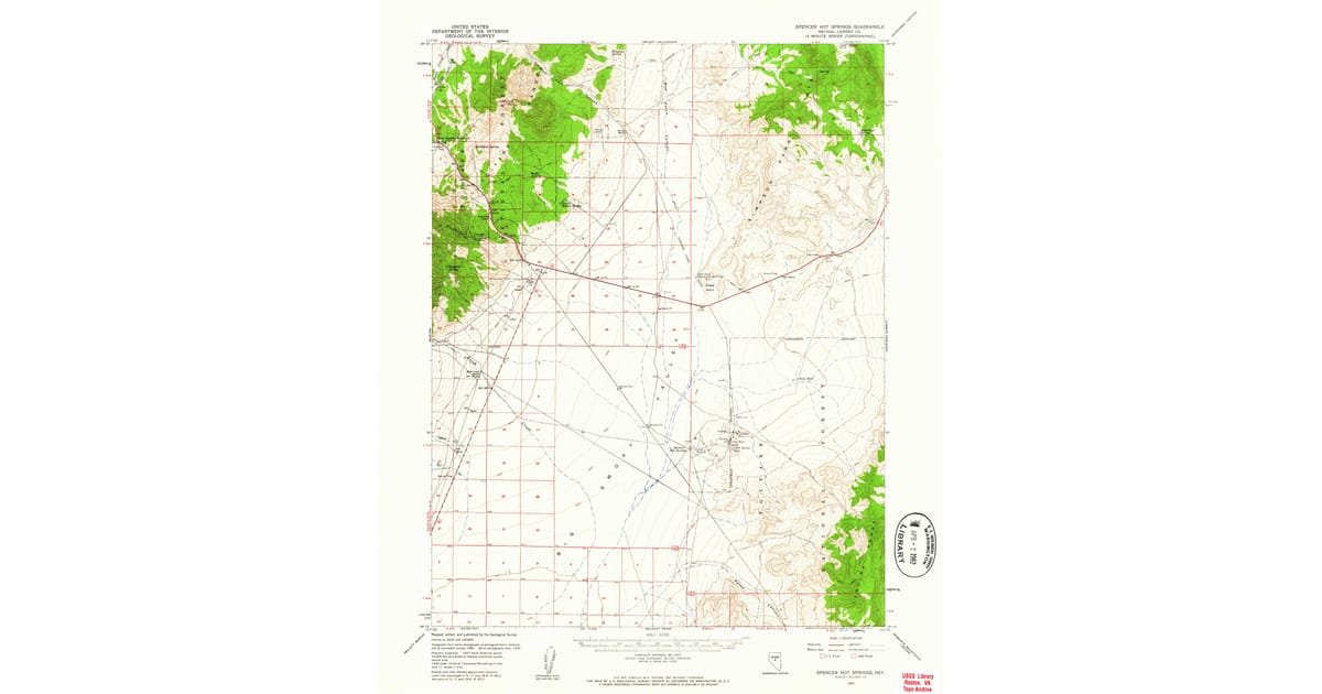 1960 Map of Spencer Hot Springs, Lander County, NV — High-Res | Pastmaps