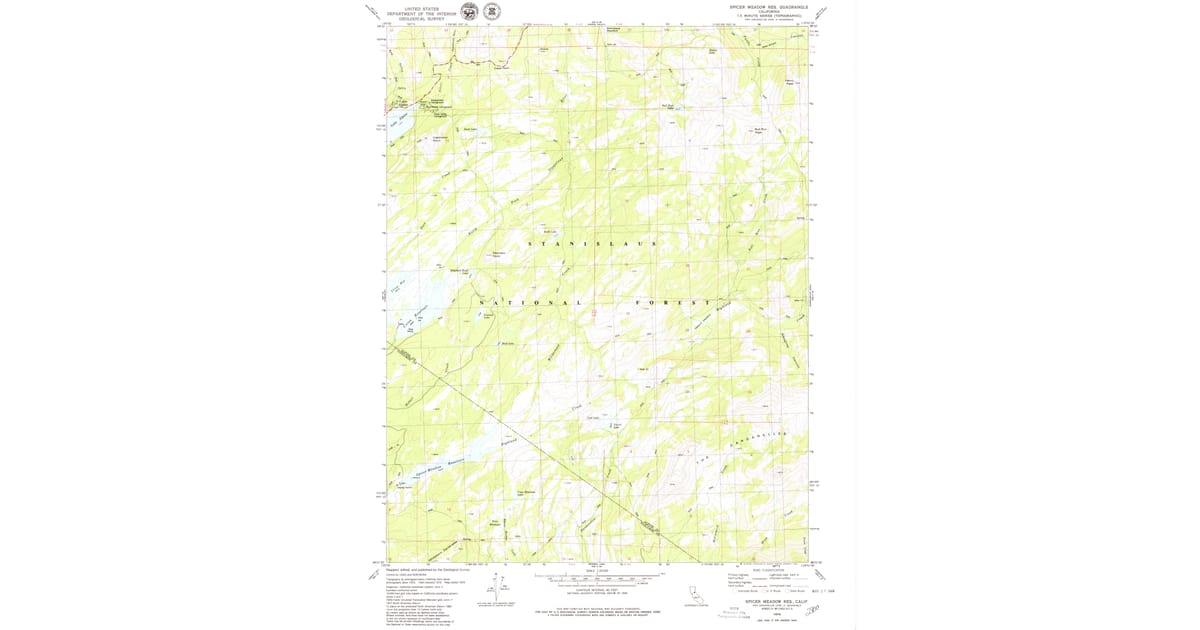 1979 Map of Spicer Meadow Res., Alpine County, CA — High-Res | Pastmaps