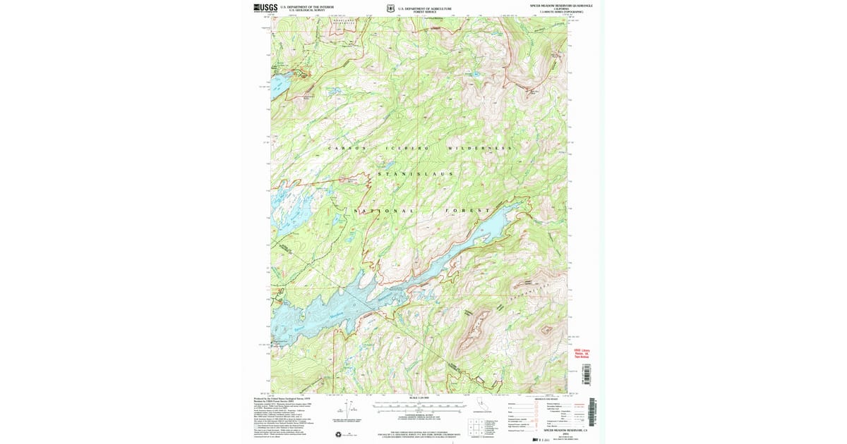 2001 Map of Spicer Meadow Reservoir, Alpine County, CA — High-Res ...