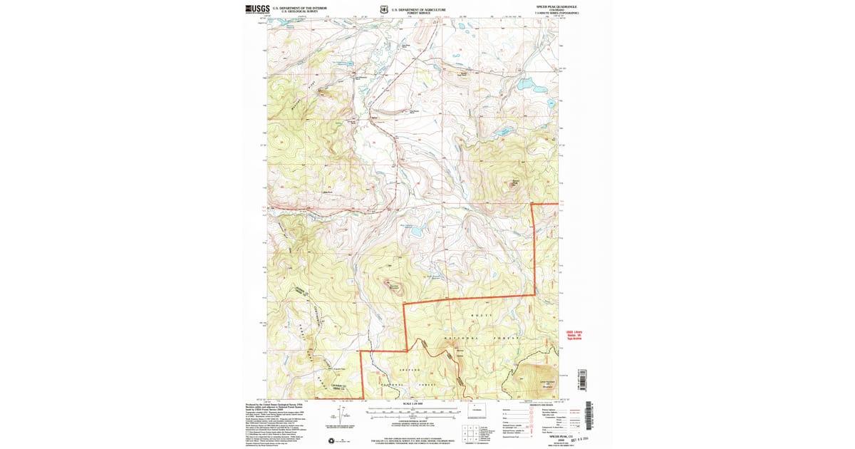 2000 Map of Spicer Peak, Jackson County, CO — High-Res | Pastmaps