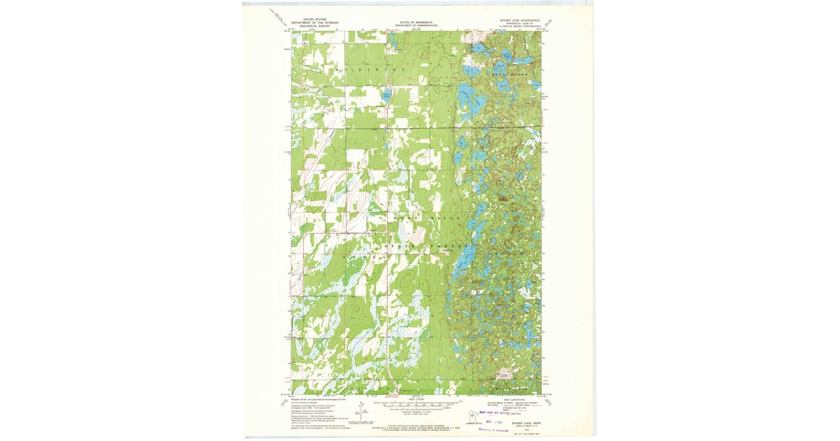 1970 Map of Spider Lake, Cass County, MN — High-Res | Pastmaps