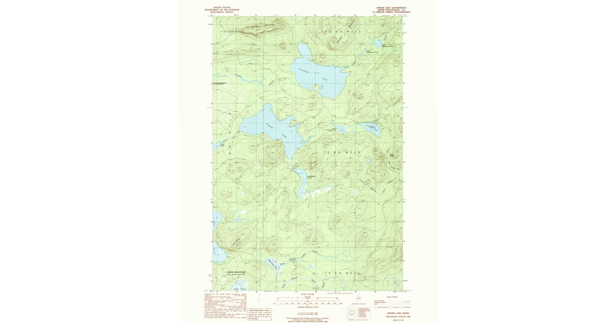 1989 Map of Spider Lake, Piscataquis County, ME — High-Res | Pastmaps